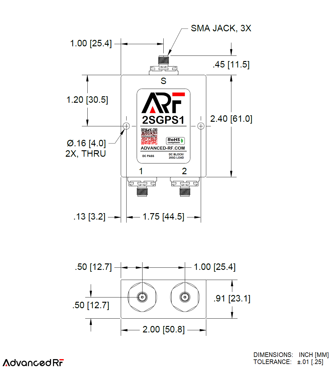 2-WAY GNSS/GPS DIVIDER/COMBINER, SMA, 2SGPS1