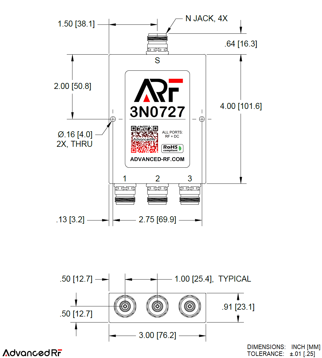 3-WAY SPLITTER/COMBINER, N, 3N0727
